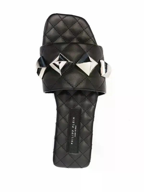 Philipp Plein Flat Studded Matelassé Sandals