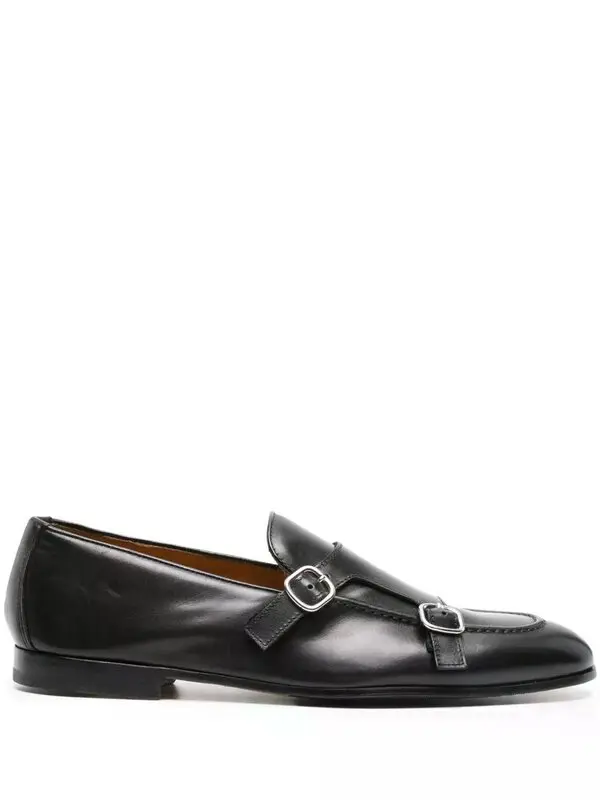DOUCAL'S Double-buckle Leather Monk Shoes - Black