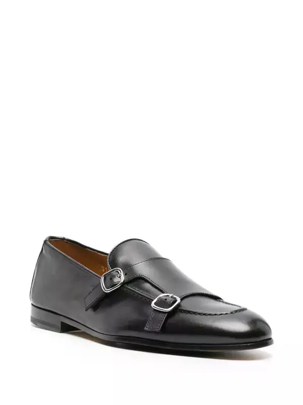 DOUCAL'S Double-buckle Leather Monk Shoes - Black