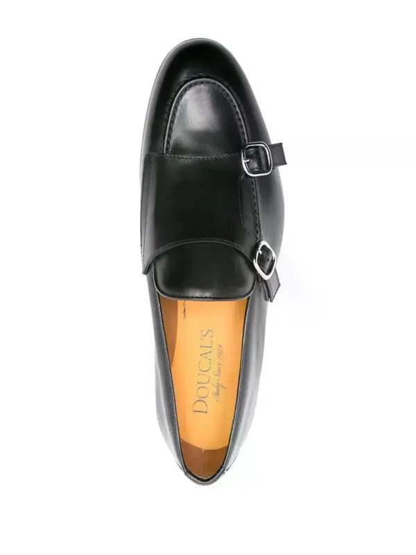 DOUCAL'S Double-buckle Leather Monk Shoes - Black
