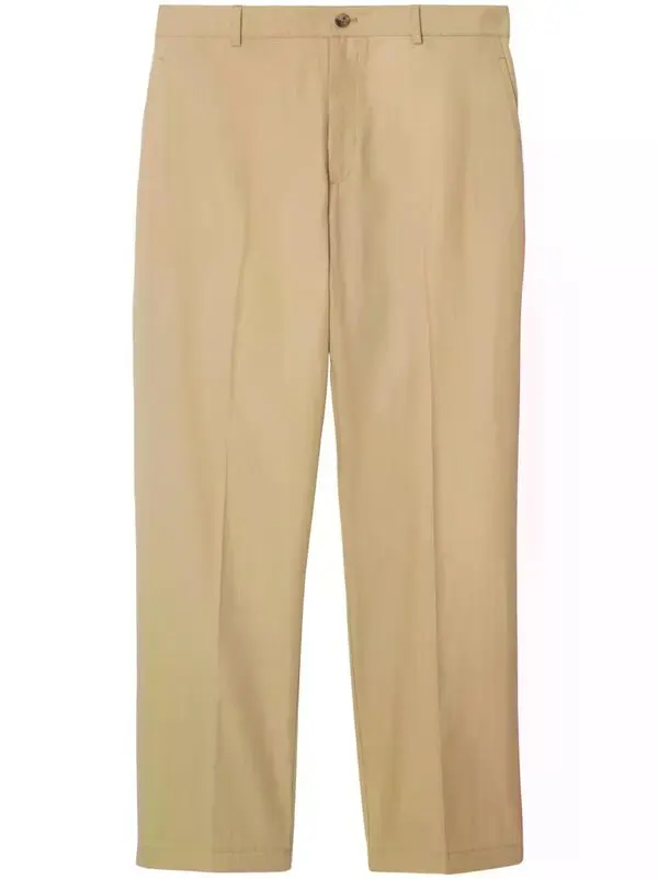 Burberry Logo-embroidered Cotton Chino Trousers