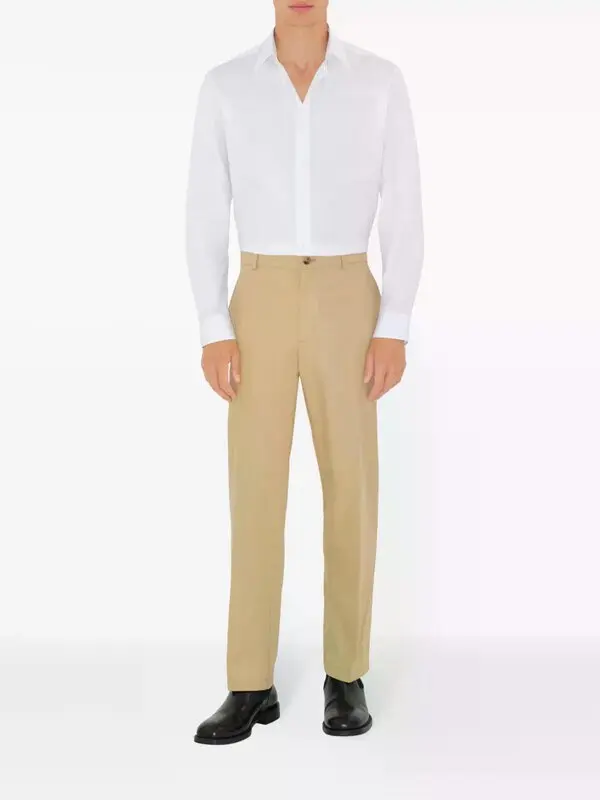 Burberry Logo-embroidered Cotton Chino Trousers