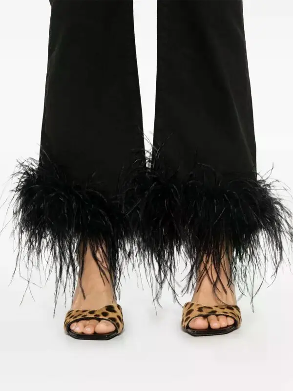 Alice + Olivia Feather-trim Jeans - Black