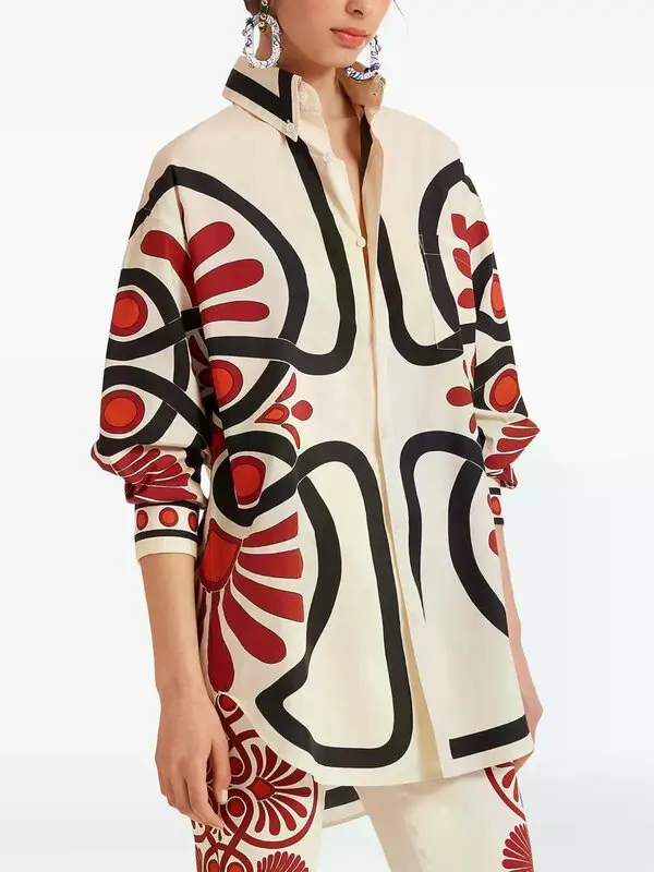 La DoubleJ Geometric Print Cotton Shirt