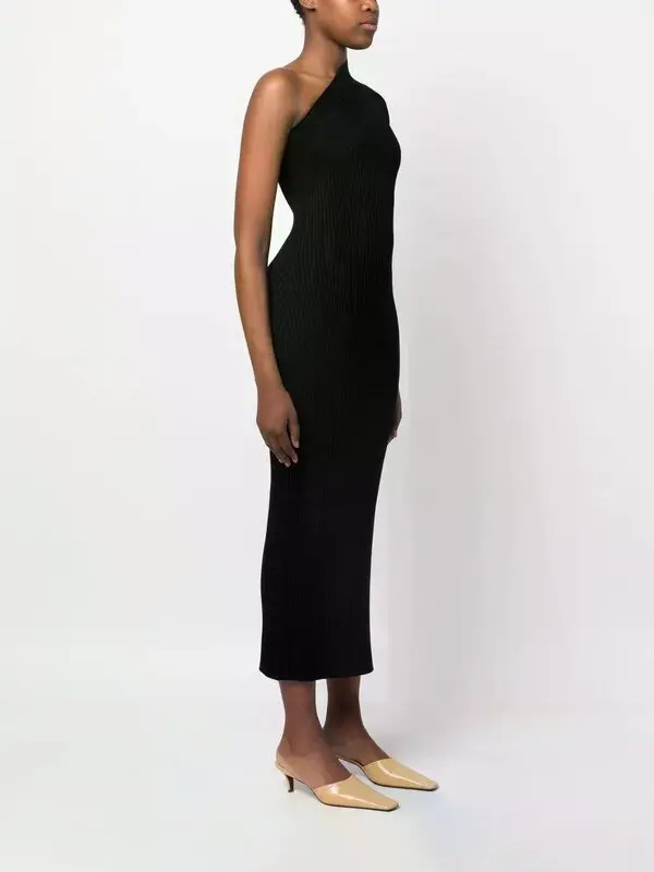 AERON Ribbed Asymmetric One-shoulder Midi Dress