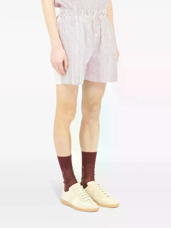 MAISON MARGIELA Vertical Stripe Cotton Shorts - Red