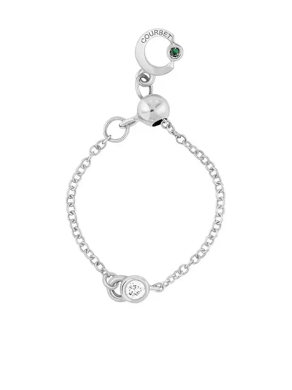 COURBET 18kt Recycled White Gold Laboratory-grown Diamond Chain Ring - Silver