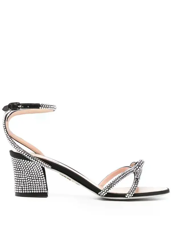 Rene Caovilla Crystal Embellished Buckle-strap Sandals - Black