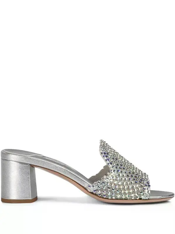 LE SILLA Gilda Crystal Embellished Mesh Sandals - Silver