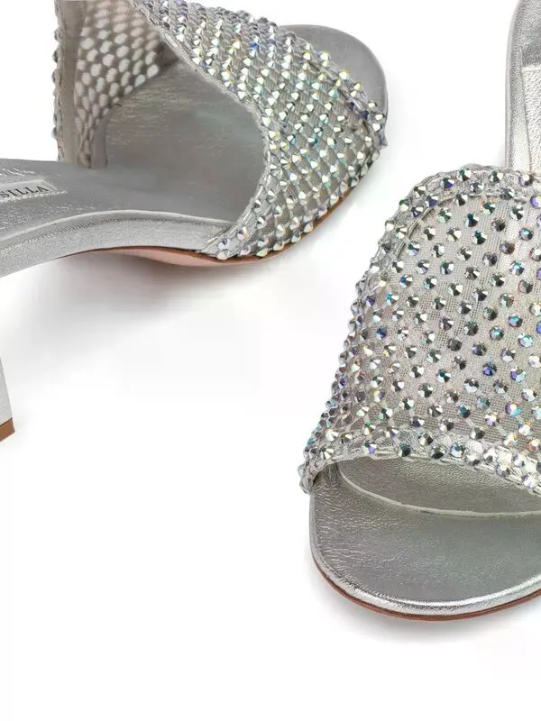 LE SILLA Gilda Crystal Embellished Mesh Sandals - Silver