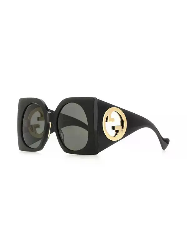 Gucci Oversize Square-frame Sunglasses With Logo Plaque - Black