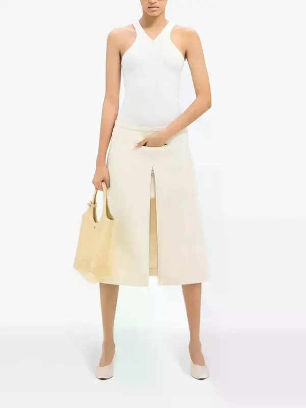 COURREGES Layered Front-zip Midi Skirt - Neutrals