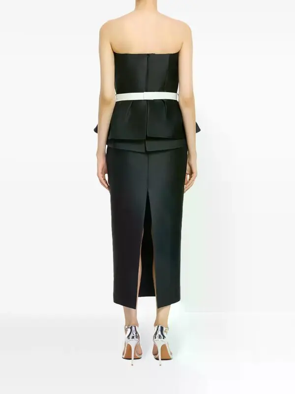 Dice Kayek Strapless Peplum Midi Dress With Bow Detail