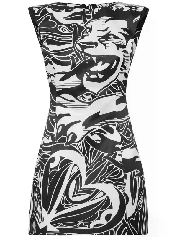Philipp Plein Duchesse Cap-sleeve Minidress - Black