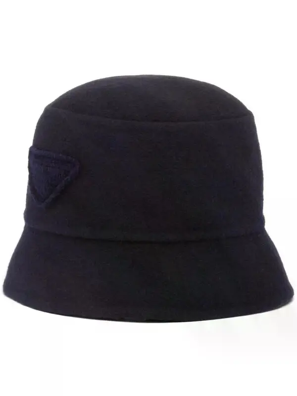 Prada Triangle-logo Velour Bucket Hat - Blue