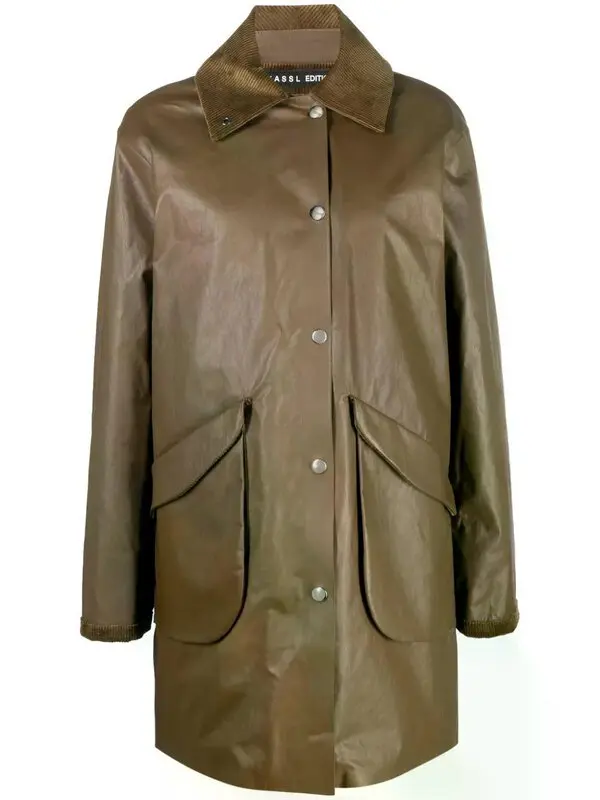 KASSL EDITIONS Mud Coated Button-up Coat With Corduroy Collar