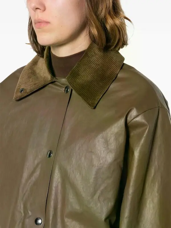 KASSL EDITIONS Mud Coated Button-up Coat With Corduroy Collar