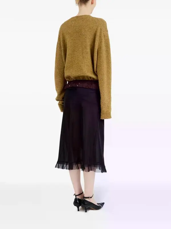 MAISON MARGIELA Tulle Midi Skirt With Ruffle Hem - Black