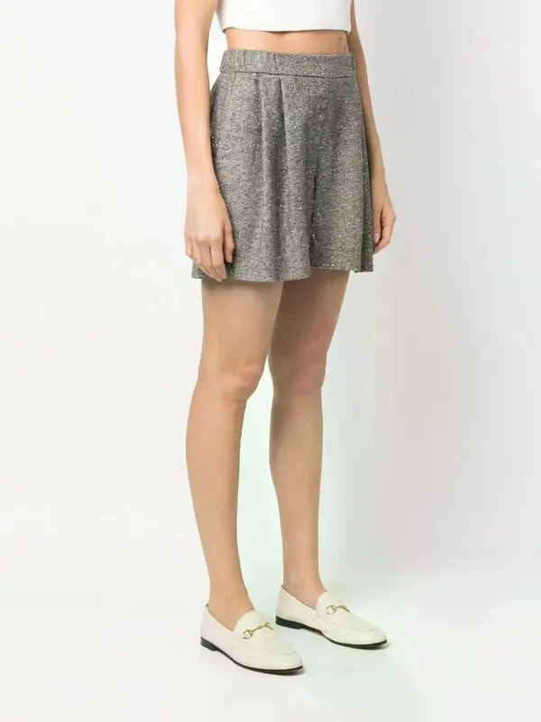 Fabiana Filippi Pleated Sequined Wool-blend Shorts