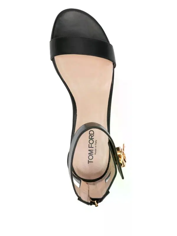 TOM FORD Leather Ankle Sandals With Gold-tone Hardware