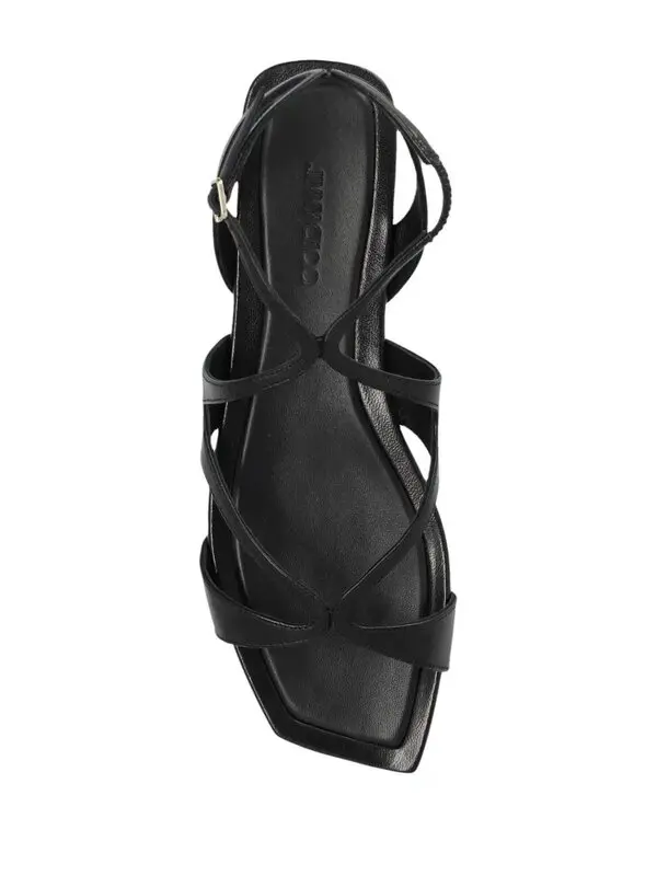 JIMMY CHOO Ayla Nappa Leather Flat Sandals - Black