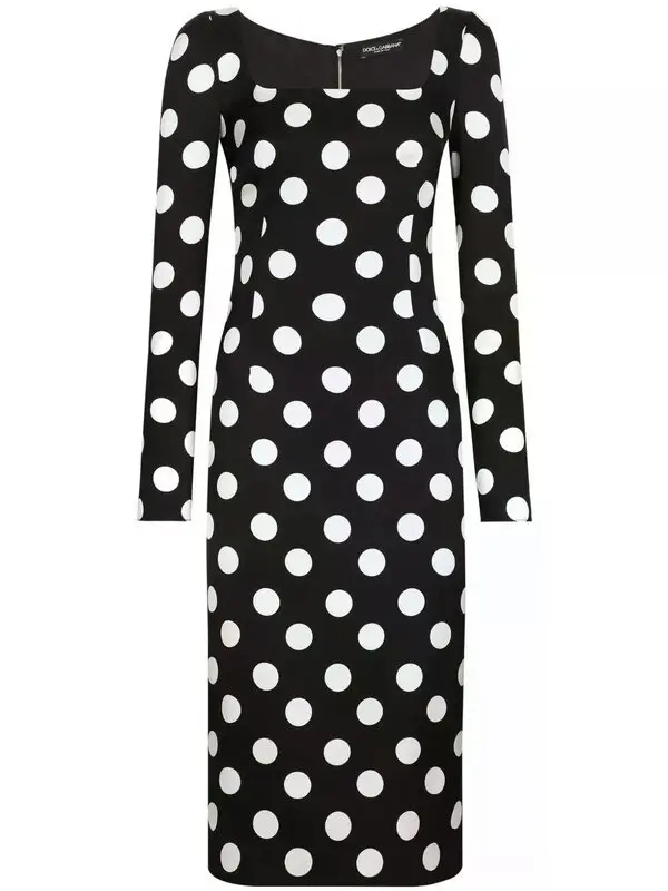 Dolce & Gabbana Polka Dot Print Midi Dress