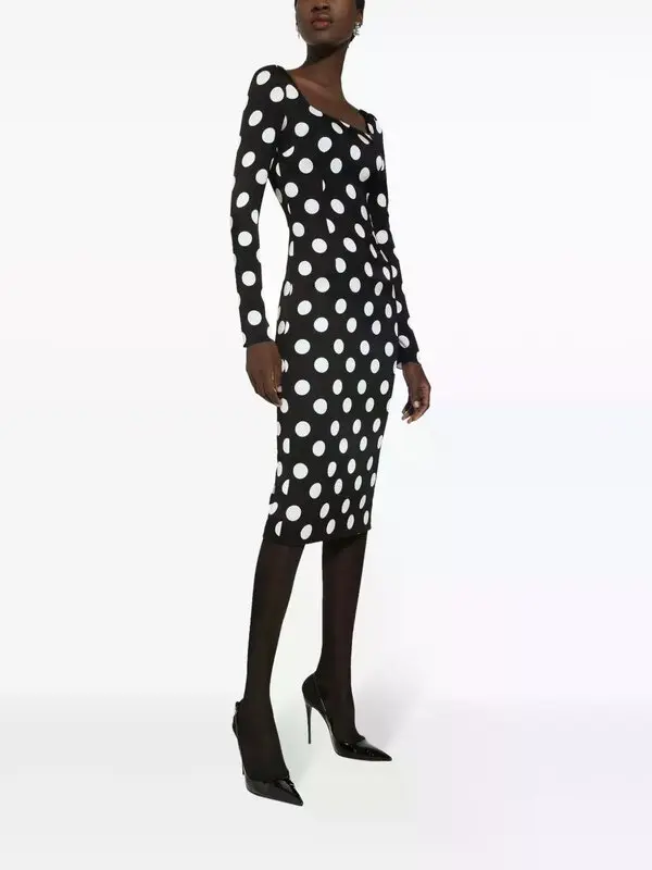 Dolce & Gabbana Polka Dot Print Midi Dress
