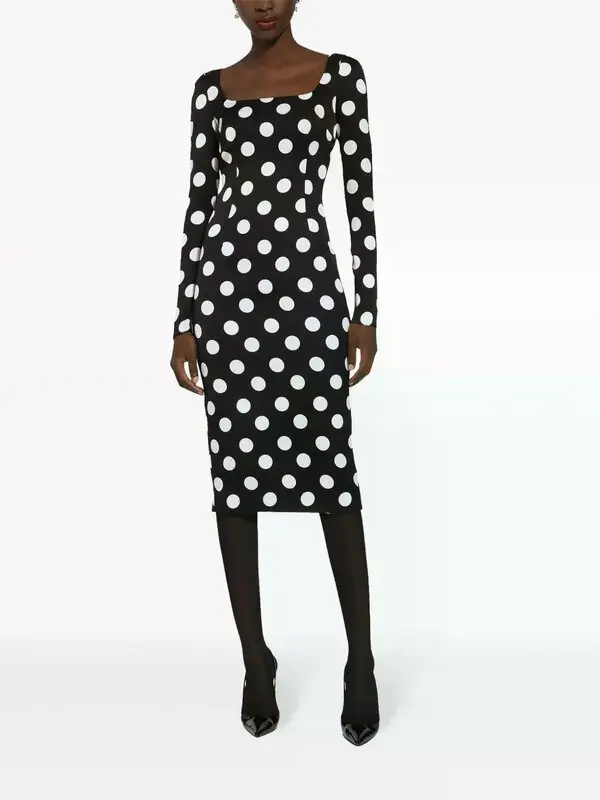 Dolce & Gabbana Polka Dot Print Midi Dress
