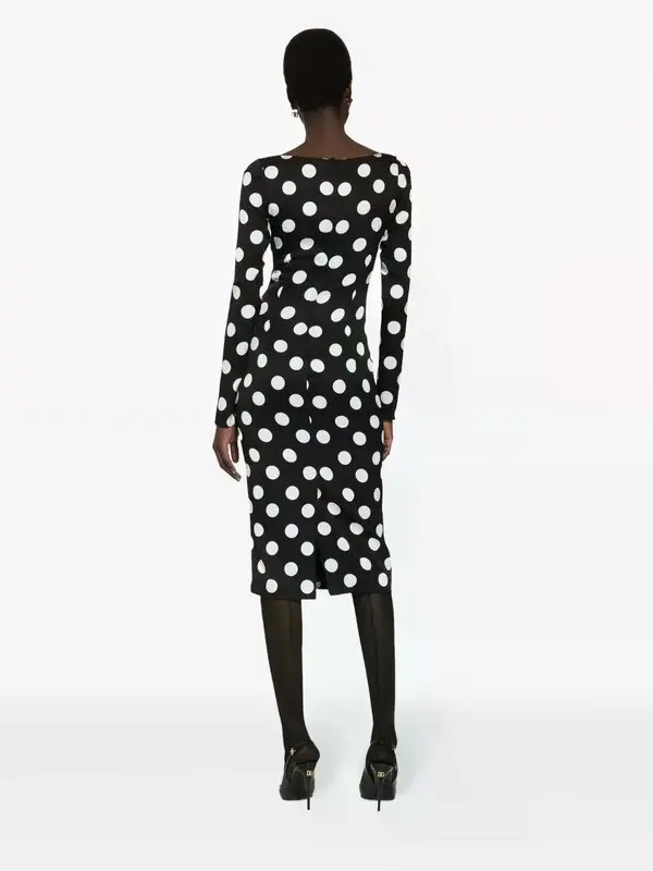 Dolce & Gabbana Polka Dot Print Midi Dress