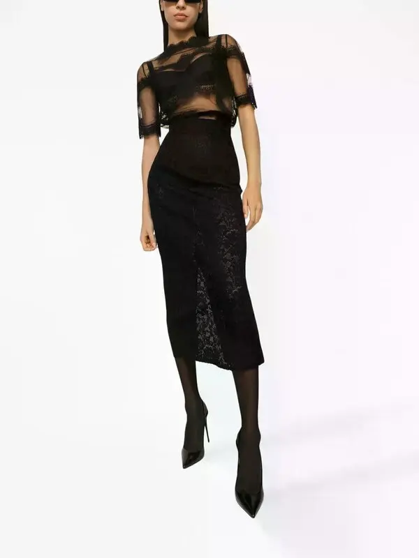 Dolce & Gabbana Floral Lace Midi Skirt