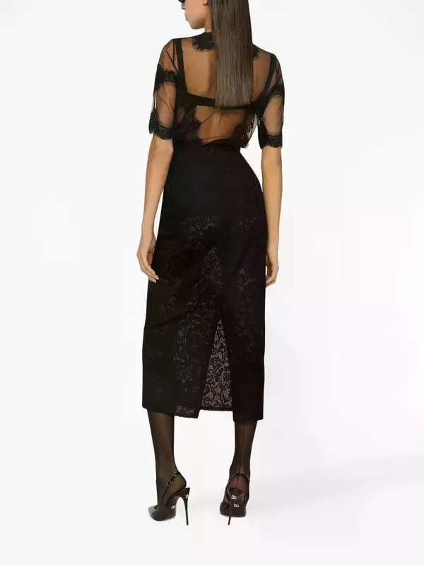 Dolce & Gabbana Floral Lace Midi Skirt
