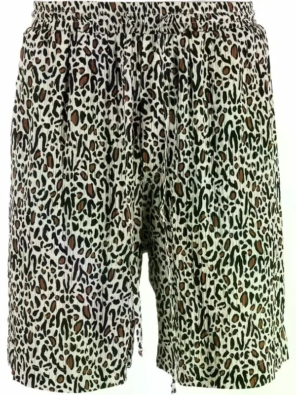 Nanushka Leopard Print Track Shorts - Neutrals