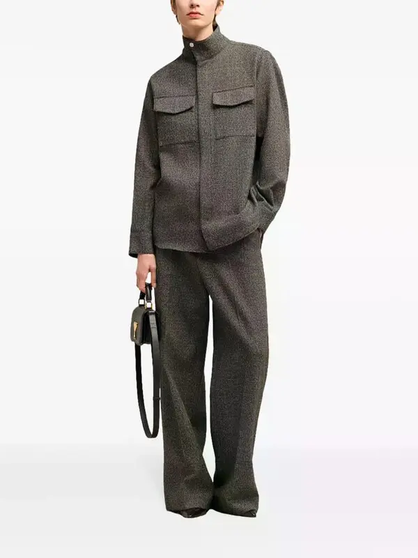 AMI Paris Houndstooth High-collar Shirt