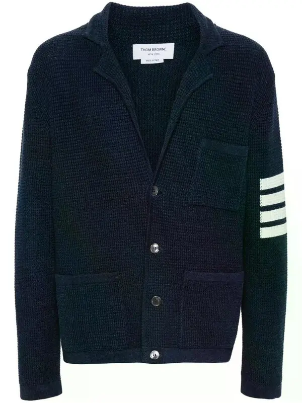 Thom Browne Cardigan With Signature Stripes - Blue