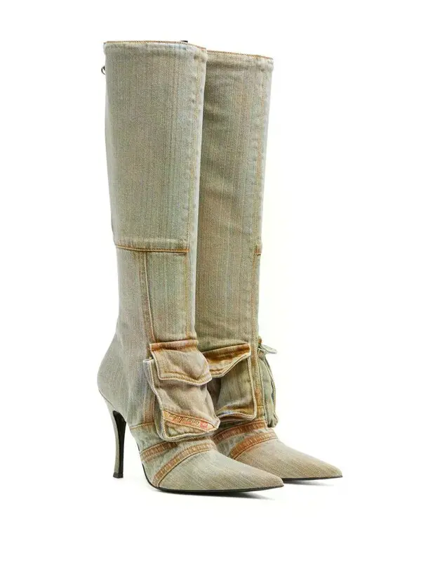 DIESEL® D-venus Pocket Denim Knee-high Boots
