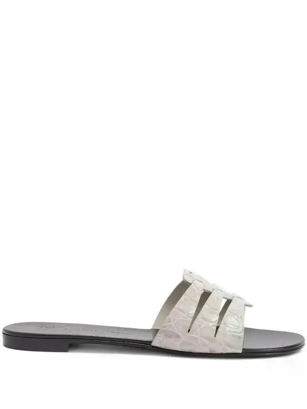 GIUSEPPE ZANOTTI Adheline Leather Slides - Grey