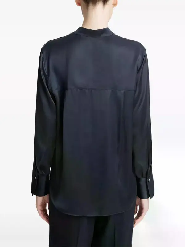 Vince Band Collar Satin Shirt