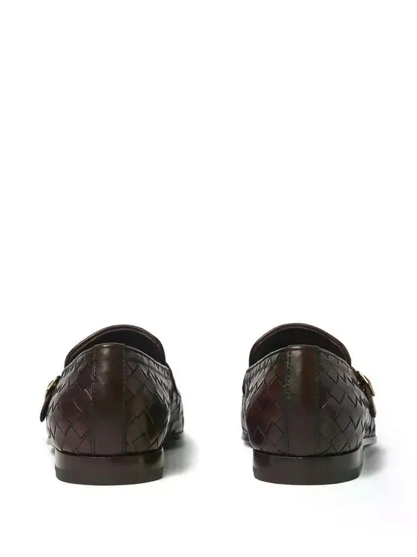 SCAROSSO Cedar Woven Leather Monk Strap Loafers