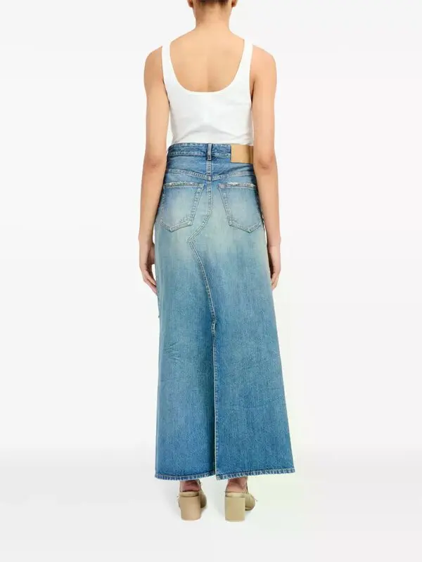 MAISON MARGIELA Washed Denim Logo Patch Maxi Skirt
