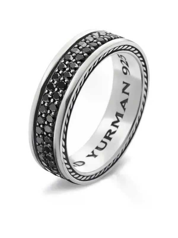 David Yurman Sterling Streamline Two Row Diamond Band Ring