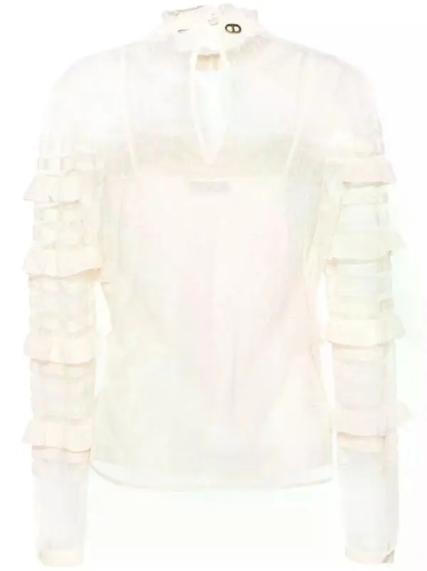 TWINSET Floral-lace Ruffled Blouse - Neutrals