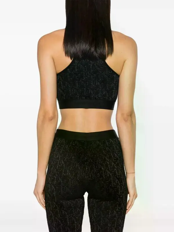 Palm Angels Monogram-jacquard Knit Crop Top
