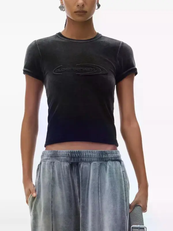 Alexander Wang Crew Neck Short Sleeve T-shirt With Embossed Logo