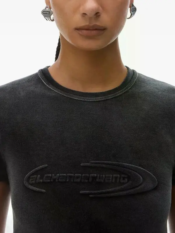 Alexander Wang Crew Neck Short Sleeve T-shirt With Embossed Logo