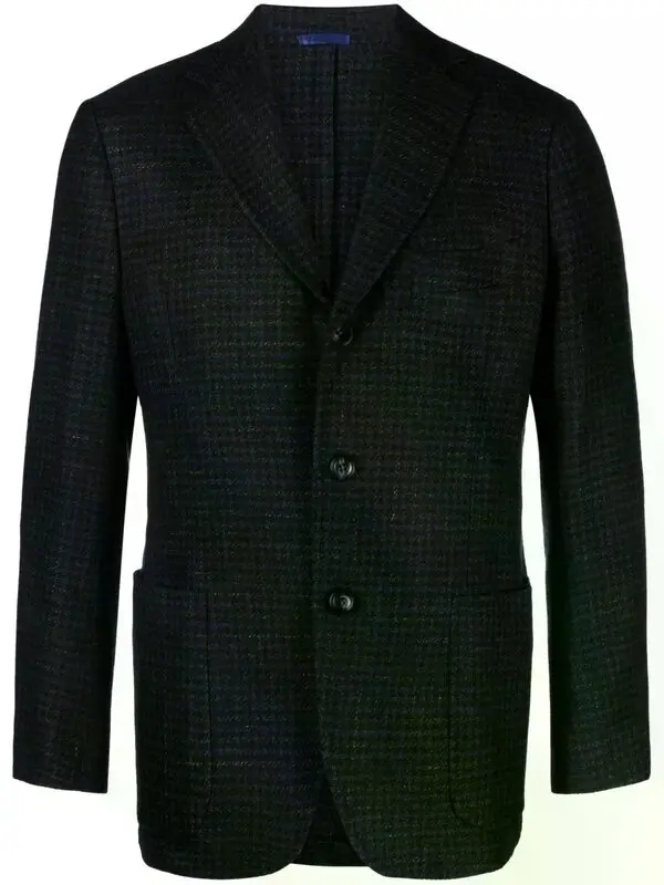 SARTORIO NAPOLI Plaid-check Wool Blend Blazer - Black