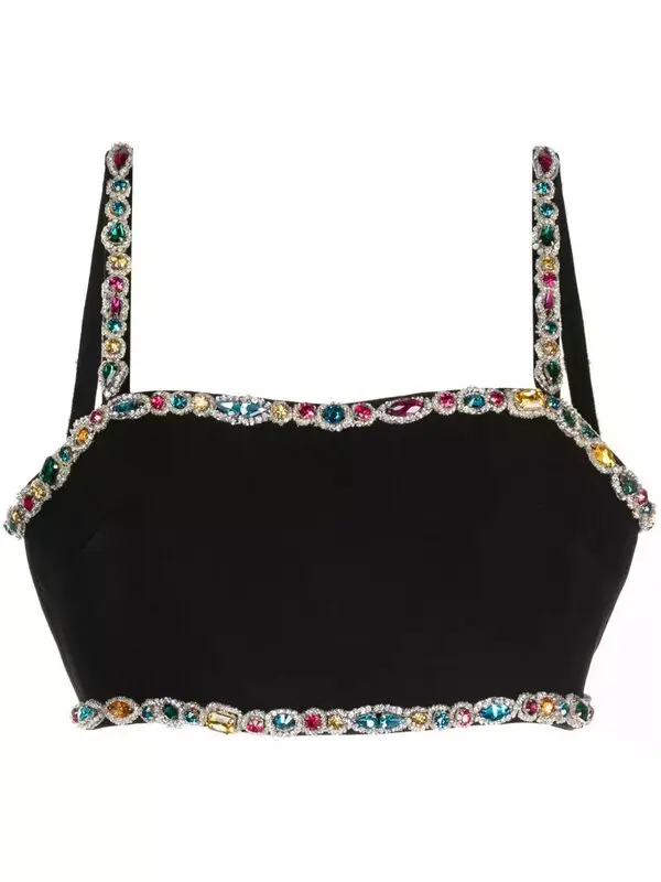 Zuhair Murad Embellished Cady Cropped Top - Black