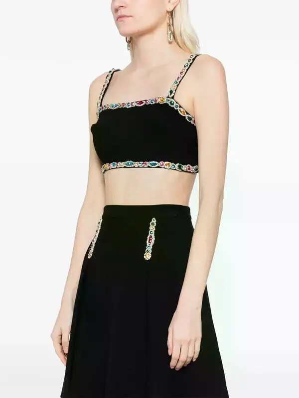 Zuhair Murad Embellished Cady Cropped Top