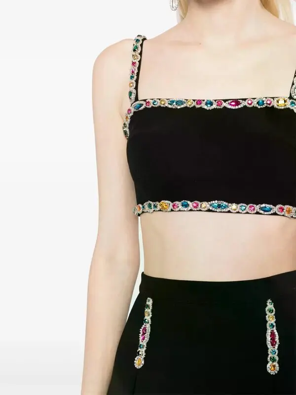 Zuhair Murad Embellished Cady Cropped Top