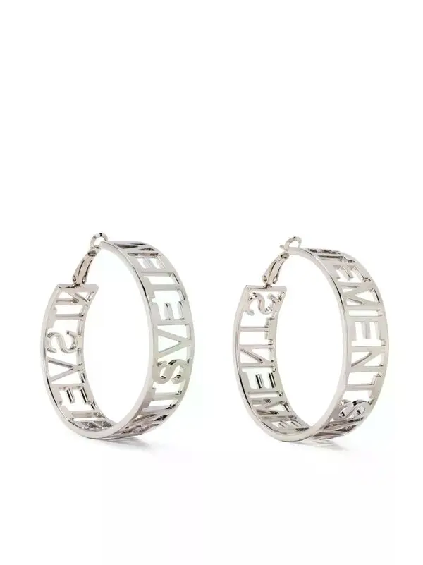 Vetements Logo Lettering-detail Hoop Earrings - Silver
