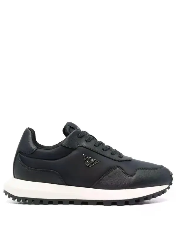 Emporio Armani Logo-appliqué Panelled Sneakers - Blue
